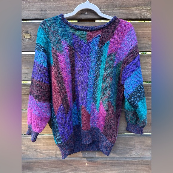 Koret | Sweaters | Vintage Koret Purple And Teal Wool Blend Sweater 34 ...